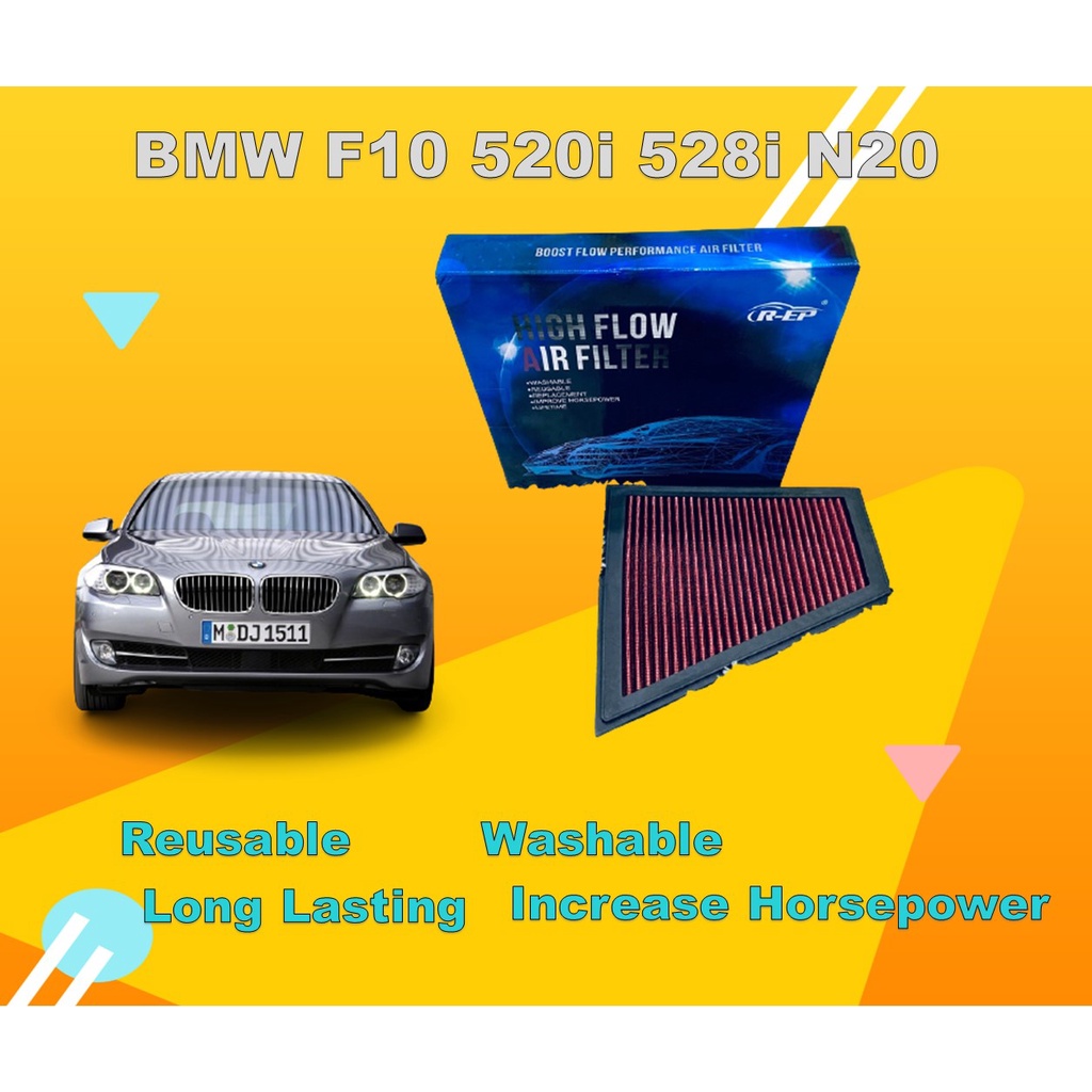 BMW F10 520 528 N20 DROP IN FILTER PERFORMANCE AIR FILTER WASABLE ...