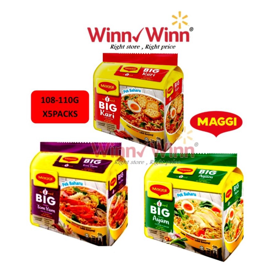 MAGGI BIG 2-MINN 5 Packs (108 - 110g) Each ( Assorted Flavours ...