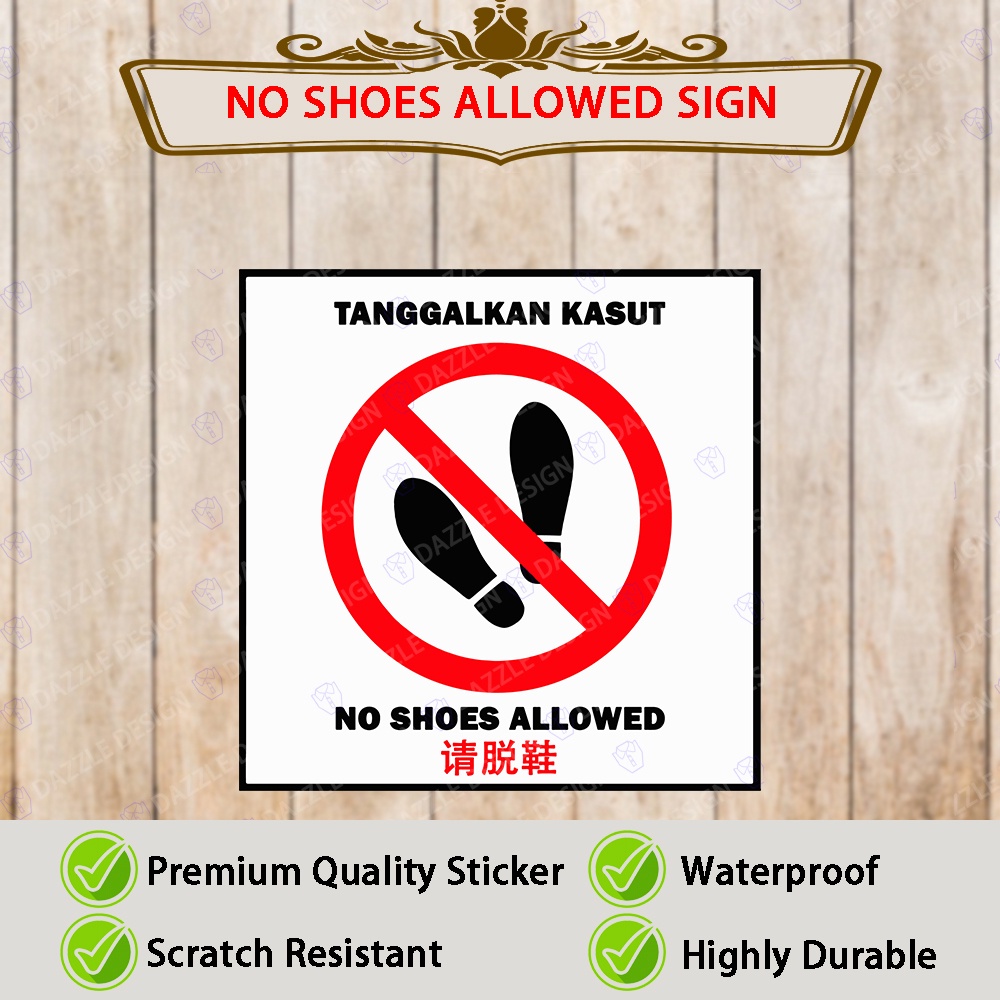 ️[ NO SHOES ALLOWED 2 ] 10X10CM SIGNS STICKER / PELEKAT STICKER / SILA ...