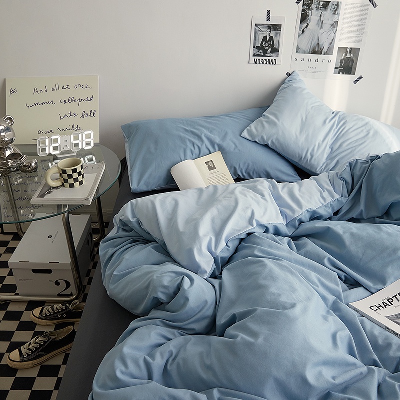 4 IN 1 Bed Sheet Set Queen King Size Milky White Color Bed Sheet Set ...