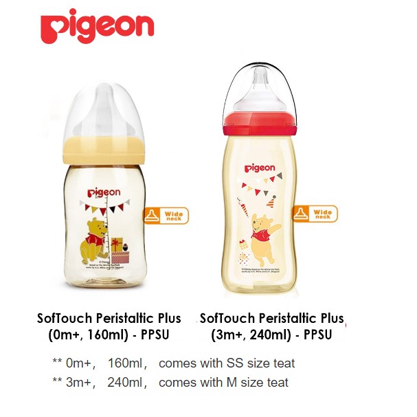 Pigeon Wide-Neck Nursing Bottle – PPSU (Polyphenylsulfone) Special Edition Winnie The Pooh 160ml ...