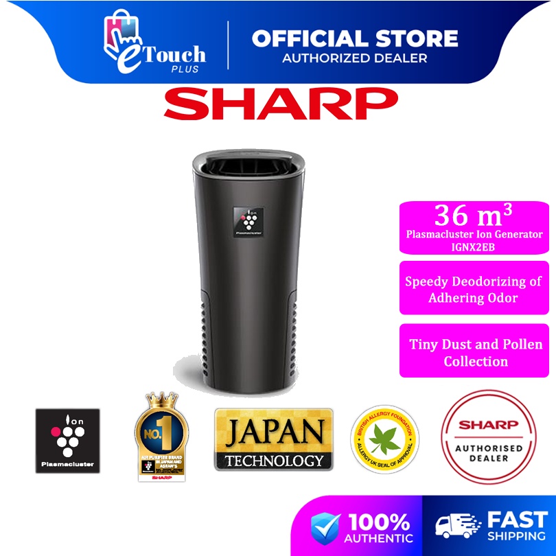 SHARP IGNX2EB 3.6mᵌ PLASMACLUSTER PURIFIER / PORTABLE ION GENERATOR FOR ...