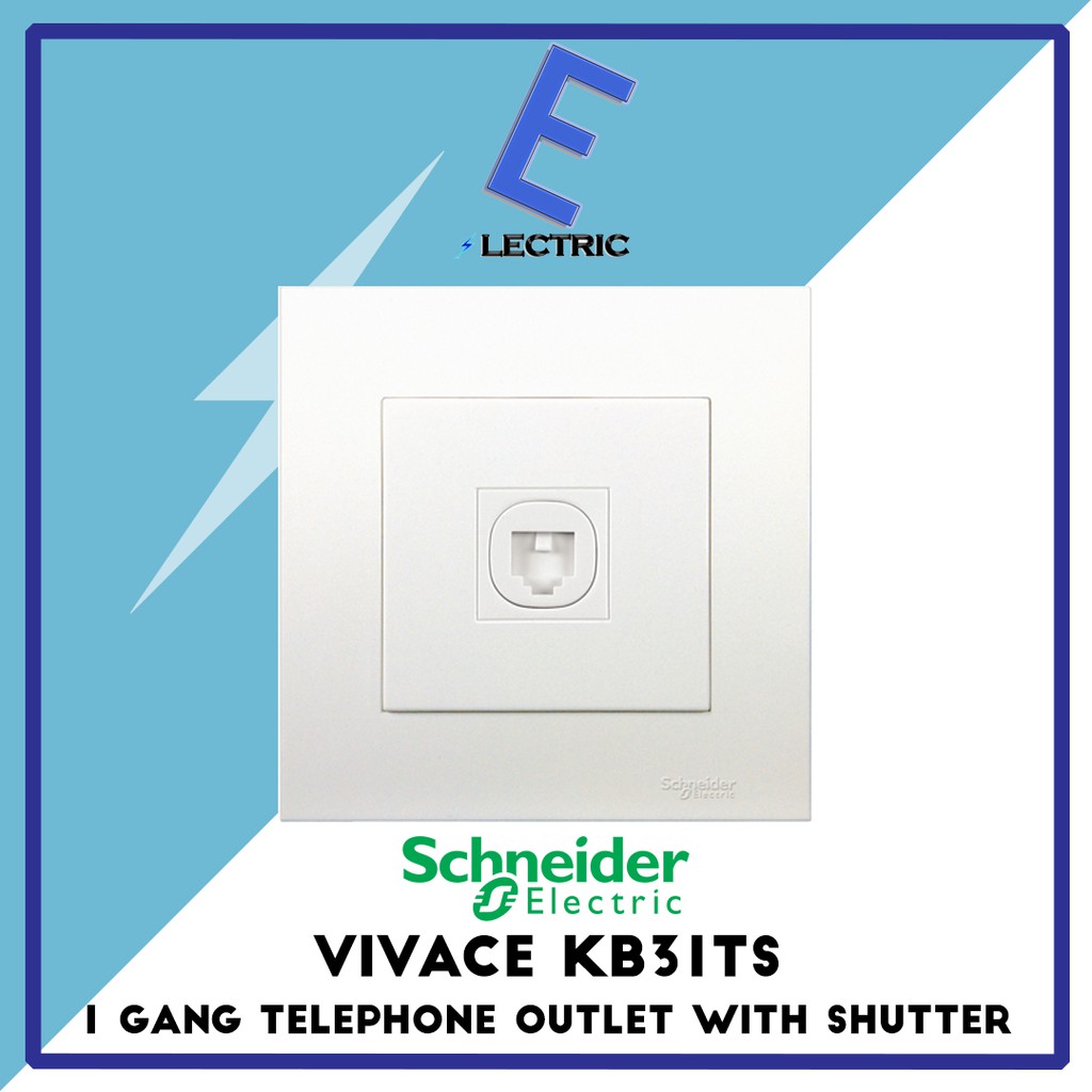 Schneider Vivace KB31TS 1 Gang Telephone Outlet with Shutter - White ...