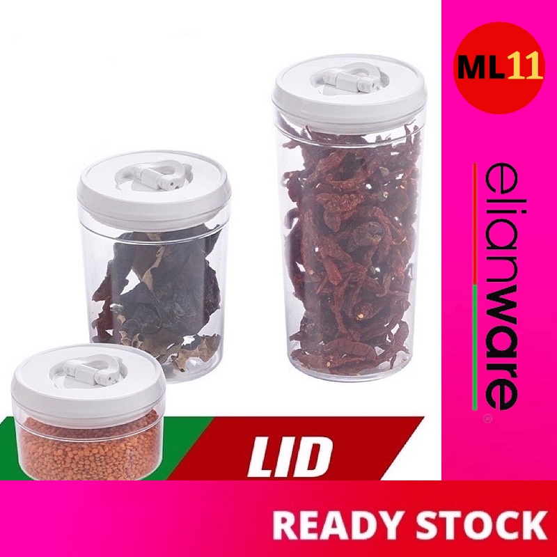 ELIANWARE (430ml/1050ml/1650ml) Lid Lock Airtight Round Food Canister ...