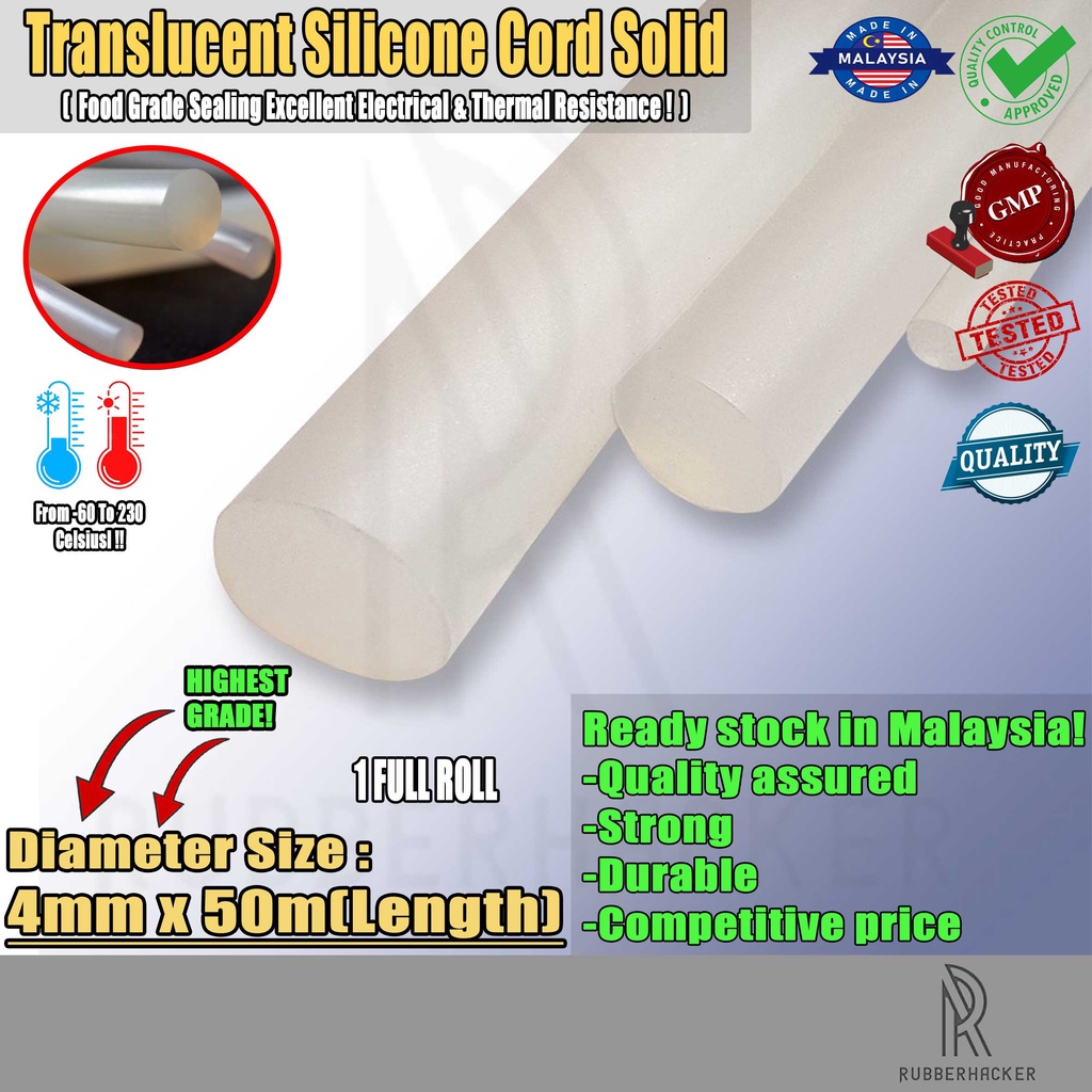 Silicone Solid Translucent Cord Round Rubber O Ring Silicone Cord ...