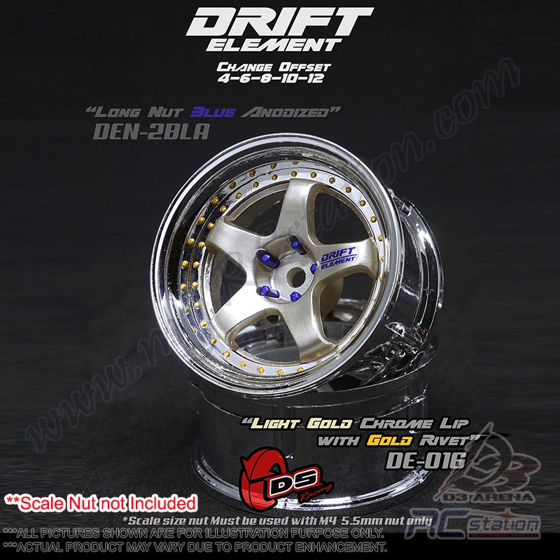 DS Racing #DE-016 - Drift Element Wheel - Adj. Offset (2) / Gold Face ...