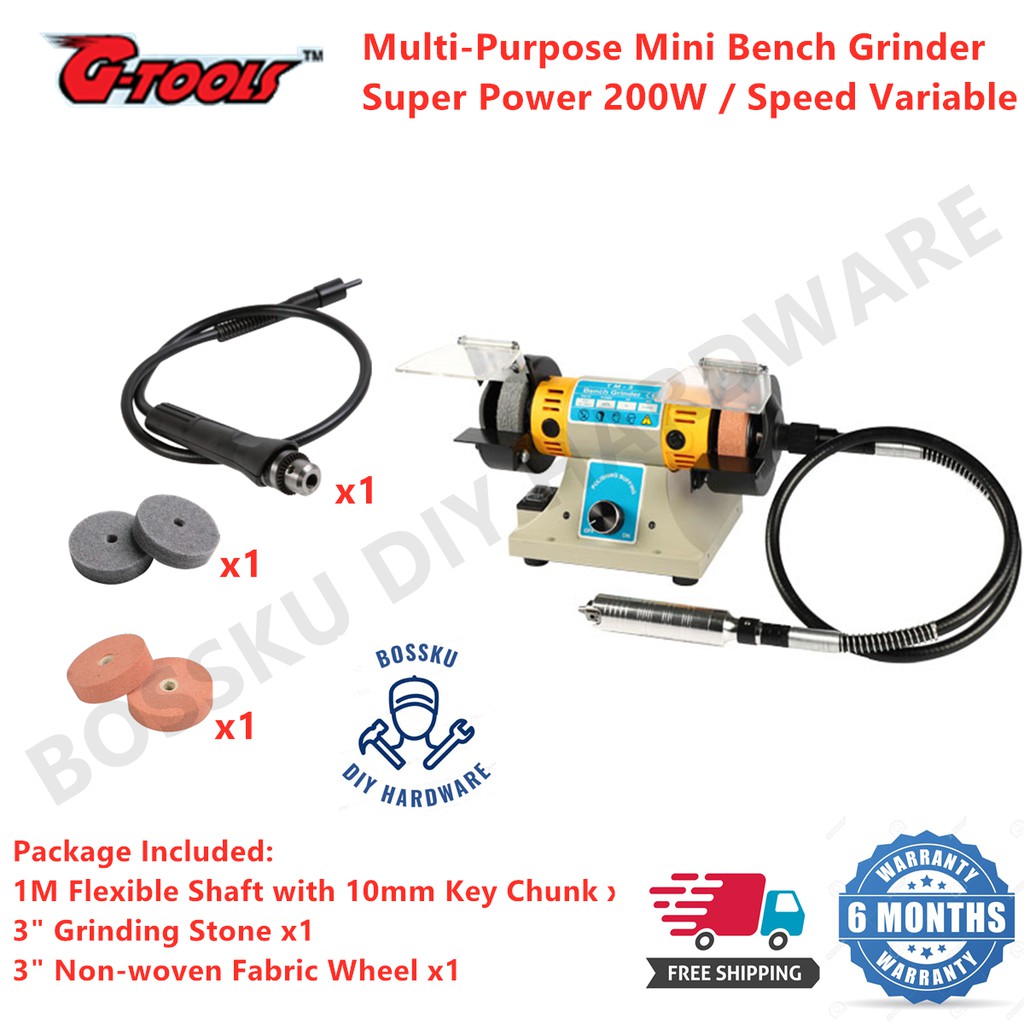 G-TOOLS Multi Purpose 200W Mini Bench Grinder 3inch Speed Variable Die ...
