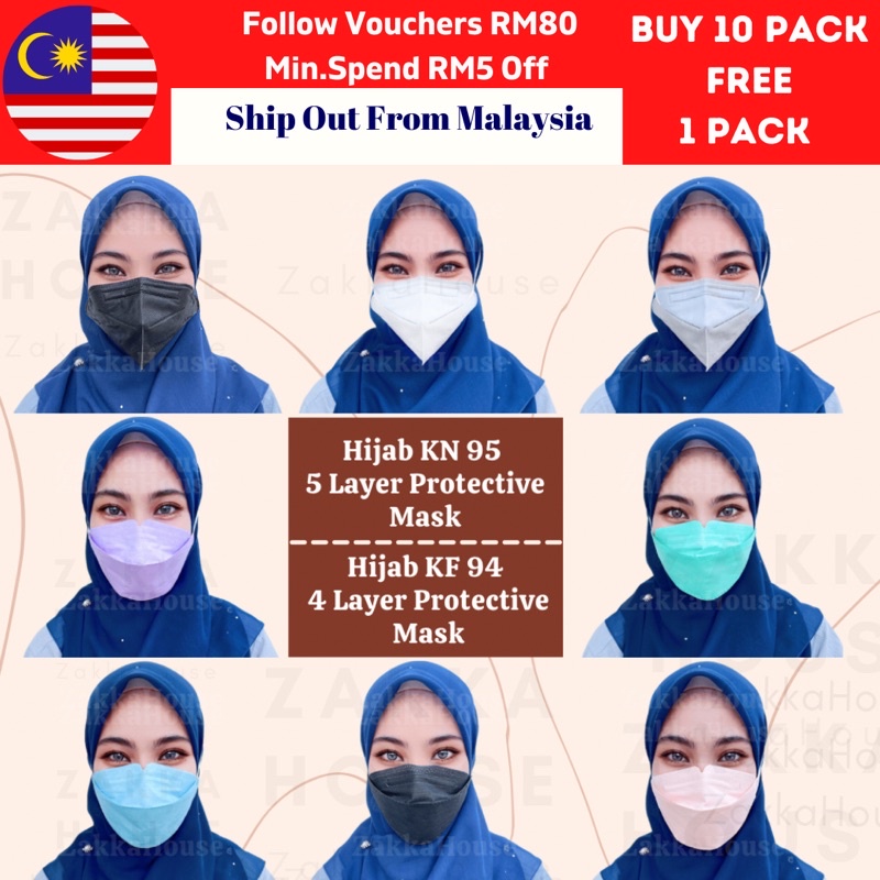 ZakkaHouse KN95 Headloop Mask KF94 Headloop Mask Hijab Face Mask ...