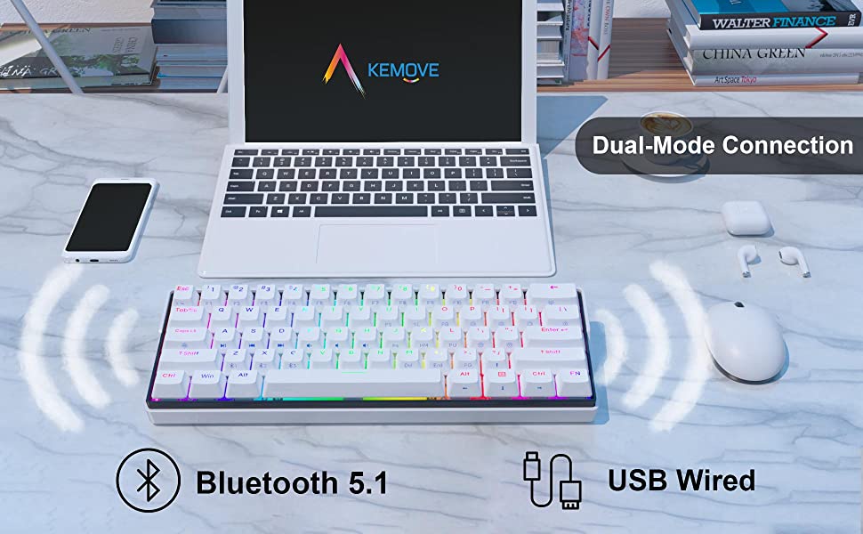 KEMOVE DK61 Snowfox / Shadow - 60% HotSwap Wireless Mechanical Keyboard ...