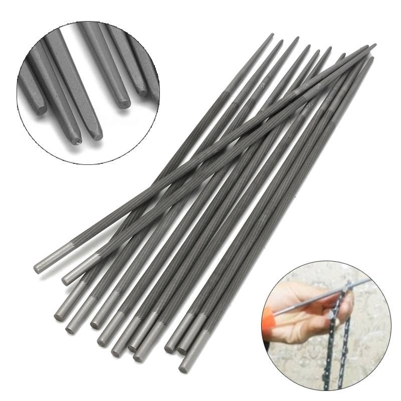 12 Pieces Chainsaw Round Files 4.8mm for Sharpening Chain Saw Sharpener ...