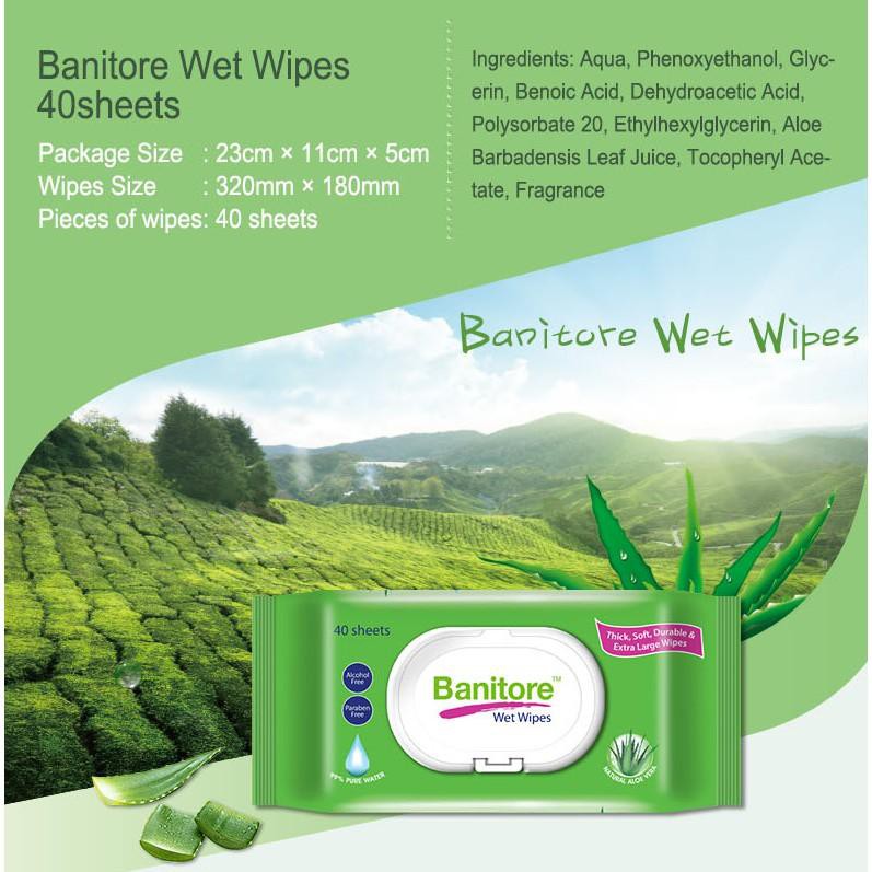 Banitore Wet Premium Wipes (40sheets/Pack) | Shopee Malaysia