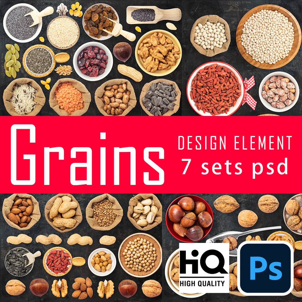 Design Template - Grains, Beans, Nuts, and Seeds / PSD PHOTOSHOP ...