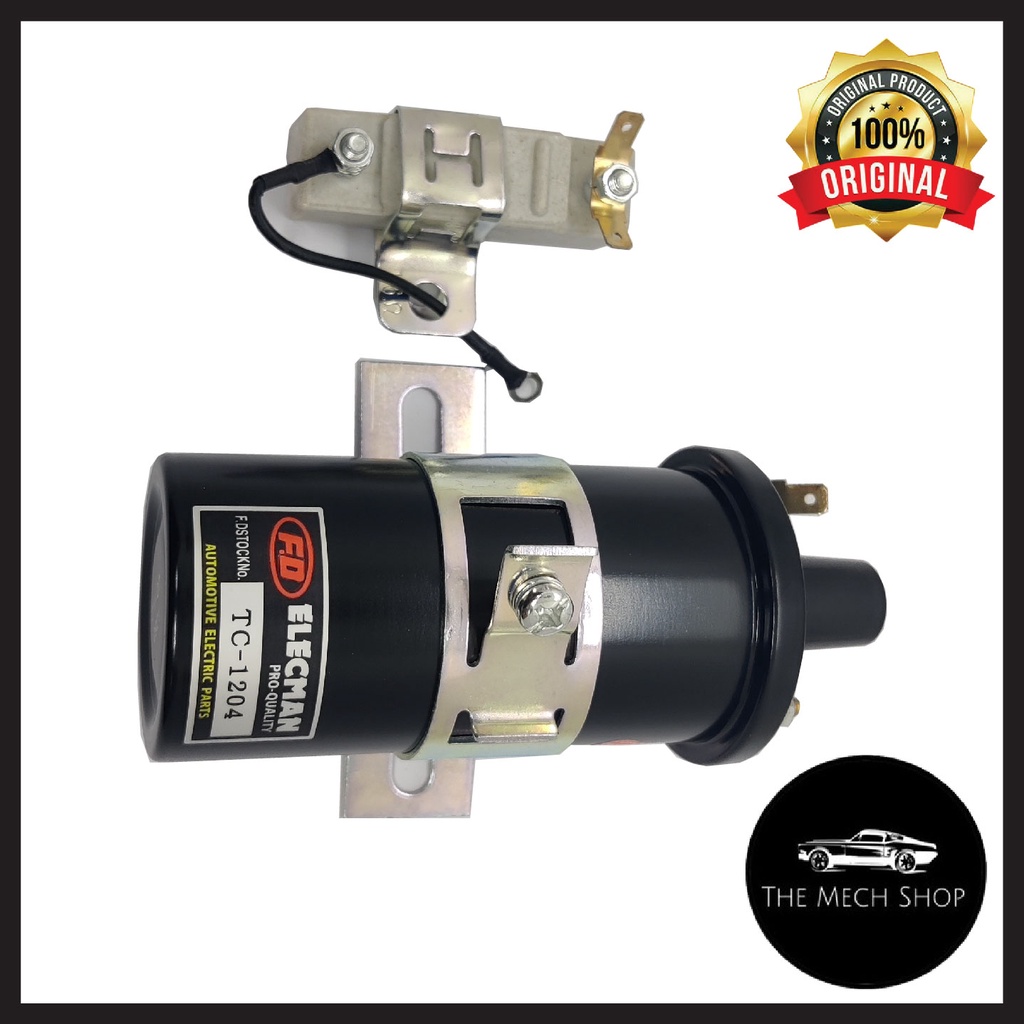 (100% Original) F.D. Elecman Universal 800 Ignition Coil 12v with Resistor TC1204 C6R-800 (Made ...