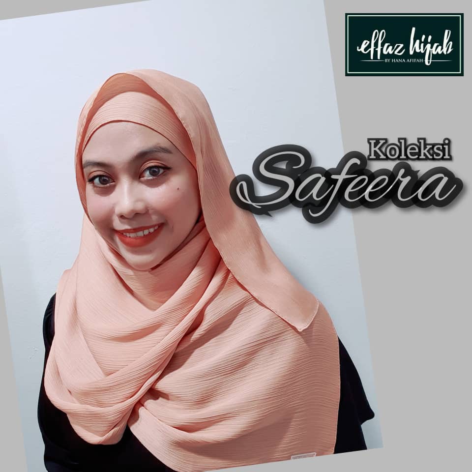 Safeera Series Long Shawl 2.0m Satin Ombra Silk in Peach by Effaz Hijab | Shopee Malaysia