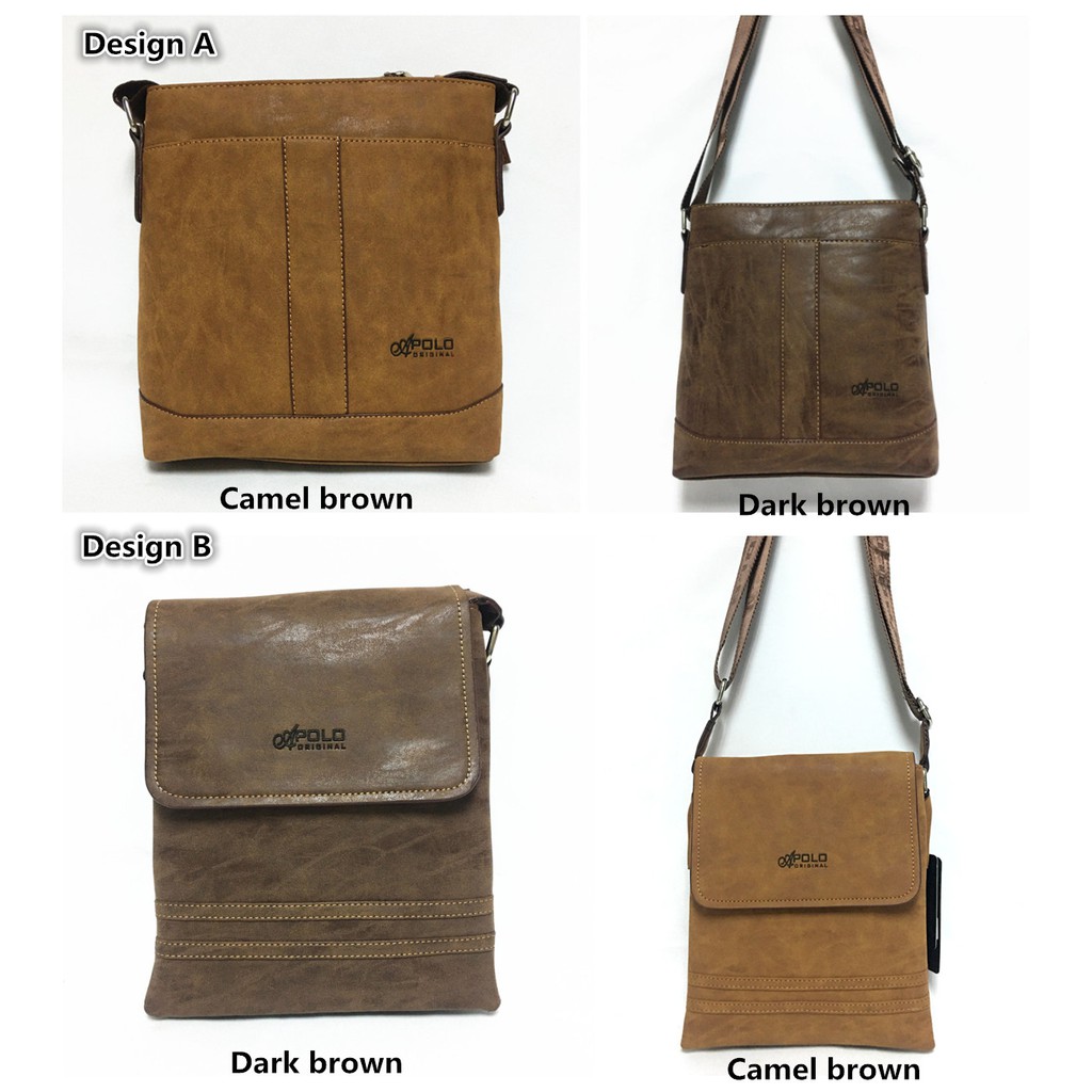 A Polo Men's PU Leather Sling Bag Beg Sandang Tepi Lelaki Kulit Beg ...