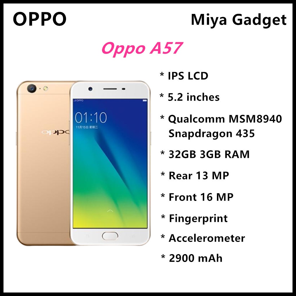 Oppo A57 (3GB RAM + 32GB ROM) 5.2 Inch 13MP LTE - 1 Year Warranty Original SmartPhones Full SET ...
