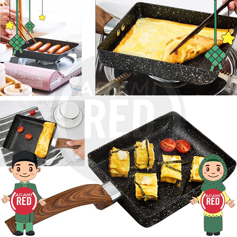ADAMI Tamagoyaki Pan Cooking Tools Non-Stick Frying Pan Flat Bottom ...