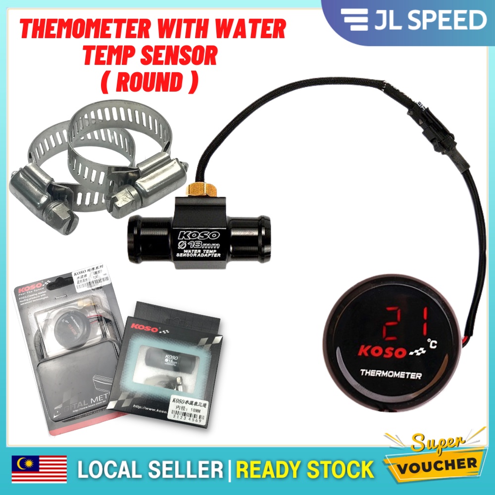 ORIGINAL KOSO TAIWAN THERMOMETER / THERMOSENSOR WATER TEMPERATURE / METER SUHU WITH SENSOR ...