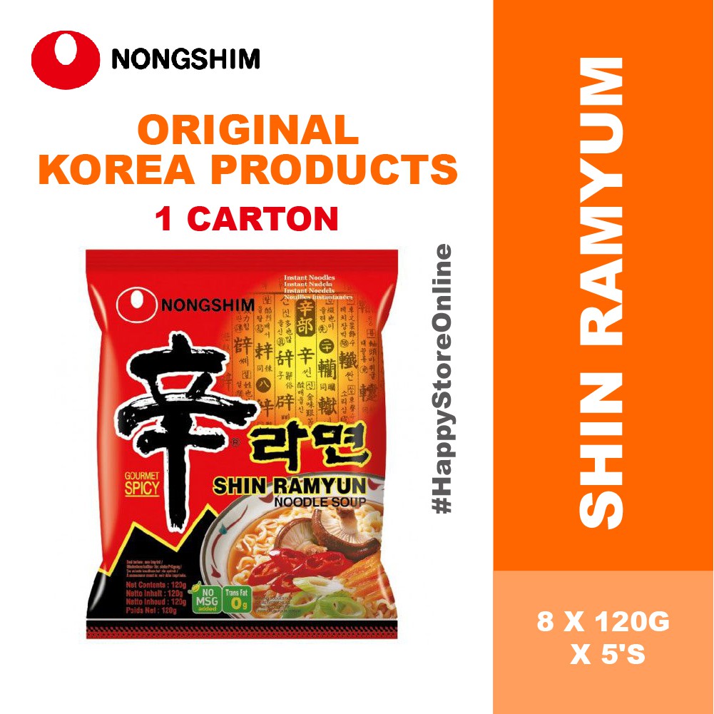 Made in Korea Nongshim Shin Ramyun 1 Carton (8 x 120g x 5's) | Shopee ...