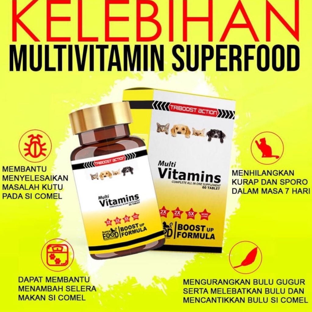 Superfood Vitamin Kucing Cat Booster Supplement Demam Selsema Hingus ...