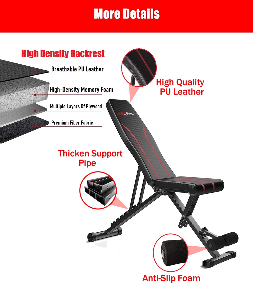 Gym Fitness Chair Adjustable Press Bench Sit Up Dumbbell Stool ...