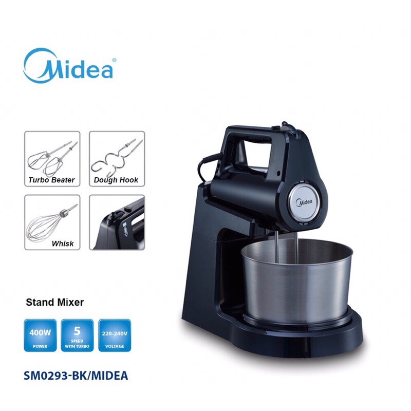 Midea 400W Stainless Steel Stand Mixer-SM0293BK | Shopee Malaysia