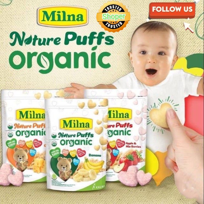 MILNA Nature Puff Organic Cheese/Apple/Banana 15g | Shopee Malaysia