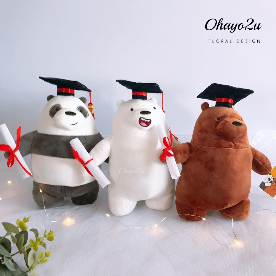 1pc We Bare Bears Convo & Graduation Bear Doll Stuffed Toys 7'' Panda ...