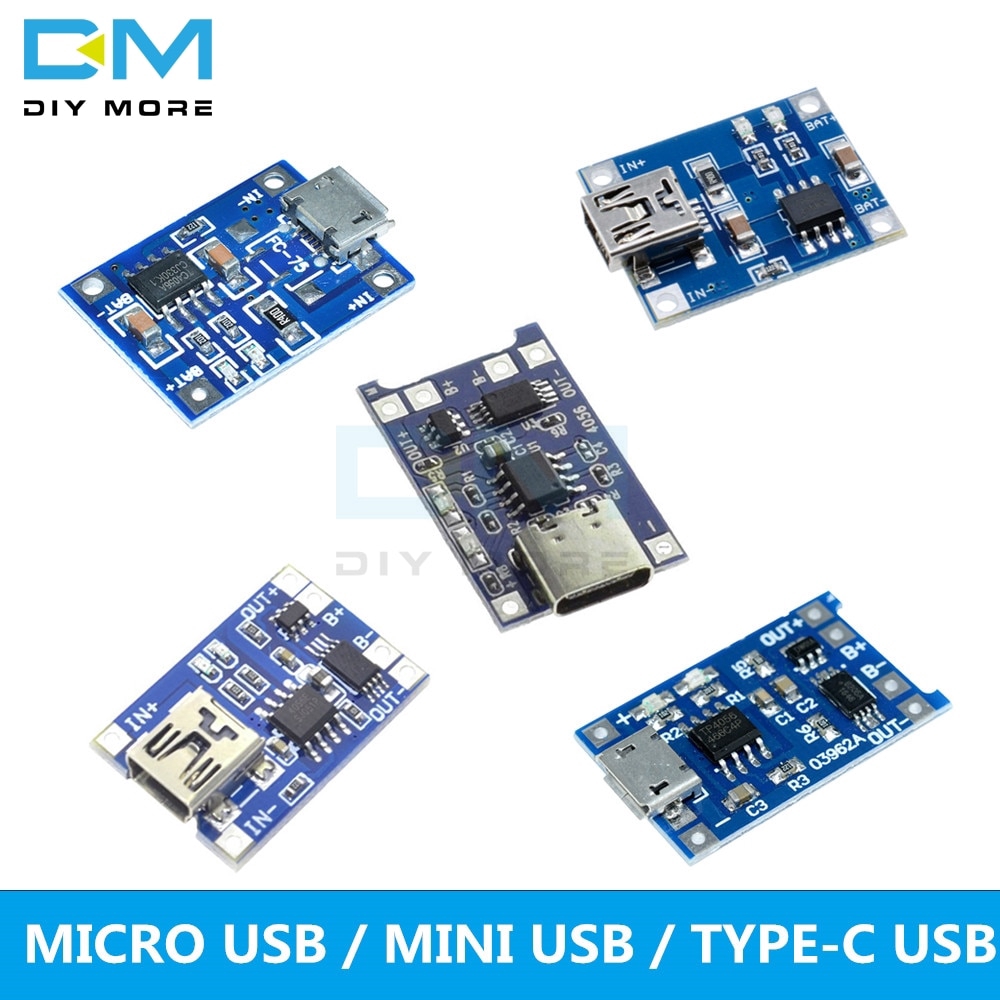 Type-c/Micro/Mini USB 5V 1A 18650 TC4056A Lithium Battery Charging ...