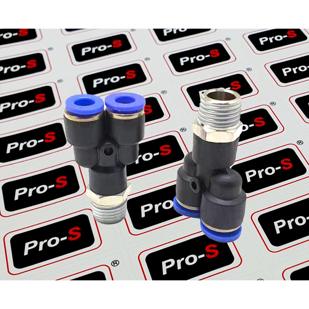 Pro-S Pneumatic Fitting PWT 08 -02 Male Y Tube OD 8 mm x Thread size: 1 ...