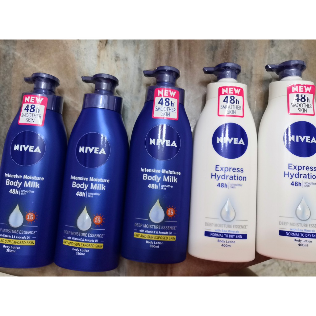 Nivea Intensive Body Milk 350ml & Nivea Express Hydration 400ml ...
