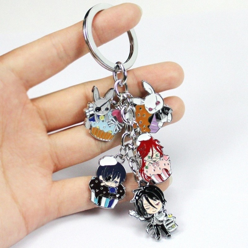 Anime Black Butler Kuroshitsuji Ciel Sebastian Keychain Pendant Metal ...