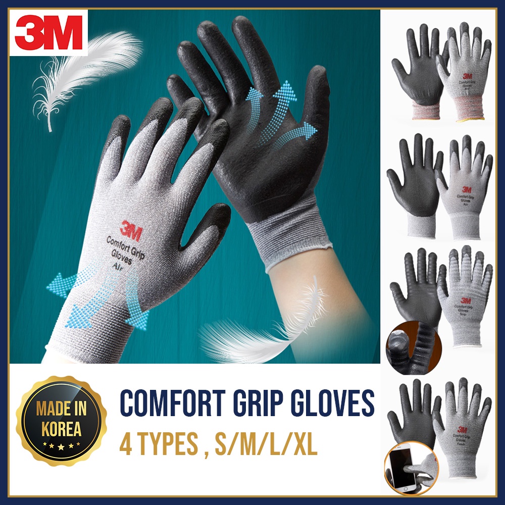 3M Comfort Grip Gloves 4 sizes(S M L XL) Fit/Air/Stop/Touch Nitrile ...