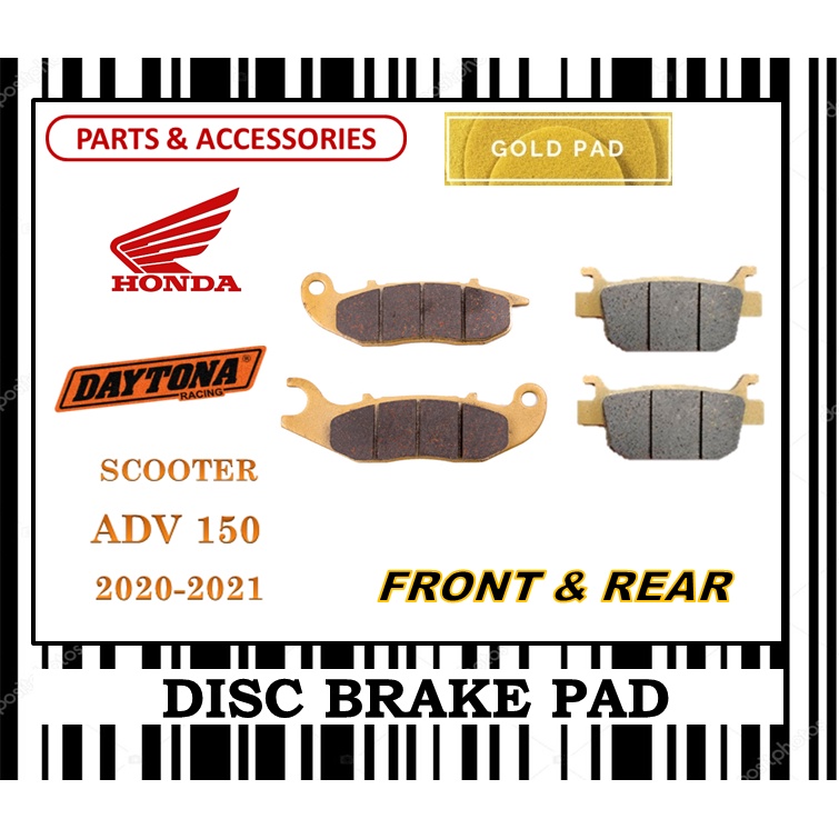 HONDA ADV 150 BRAKE PADS SET SCOOTER FR0NT & REAR DAYTONA TYPE GOLD ...