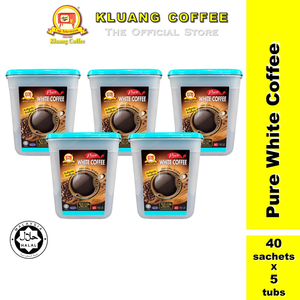 Kluang Coffee Cap Televisyen 100% Pure White Coffee (40 Sachets x 5 ...
