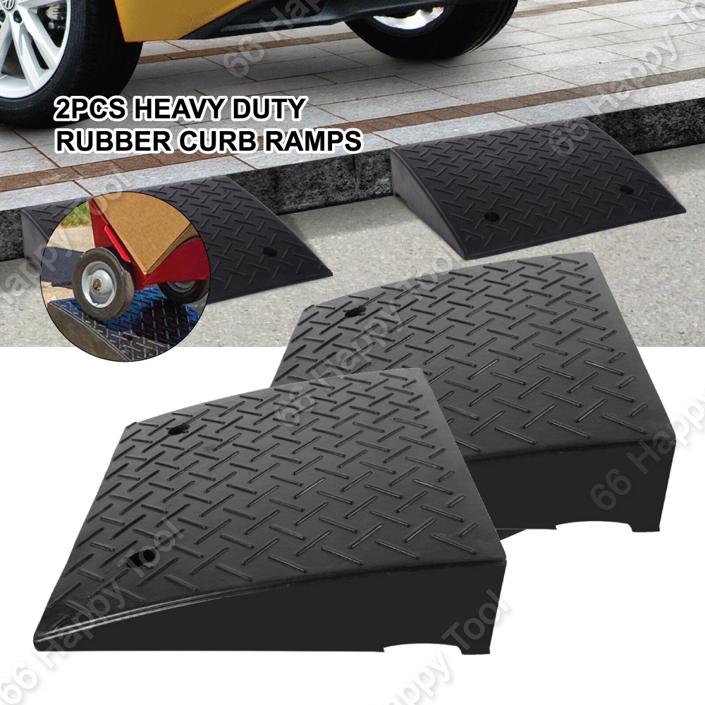 1Pair Heavy Duty Rubber Curb Ramps 2pcs H15cm/H17.5cm Garage Vehicle ...