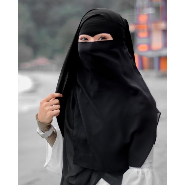 MUSLIMAH ATTIRE Niqab V Shape 2 Layer Long | Shopee Malaysia