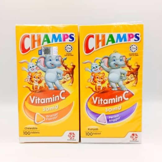 Champs Vitamin C 30mg 100's Tablets Orange/Blackcurrant Flavour ...