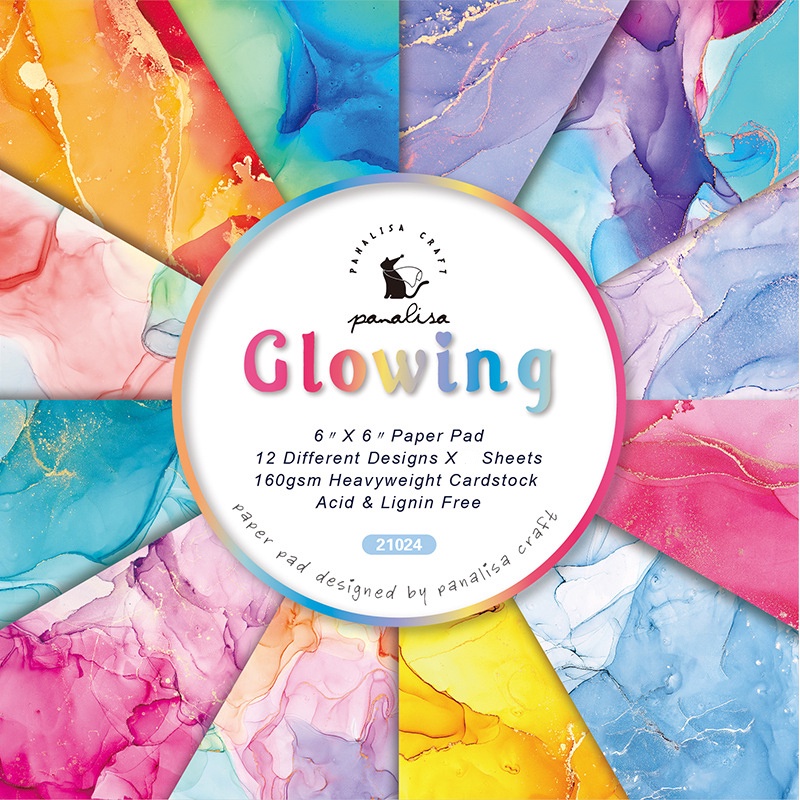Paper Pack 6"x6"Glowling 12 sheet Art Background Paper Card Making DIY Scrapbook Paper Craft ...