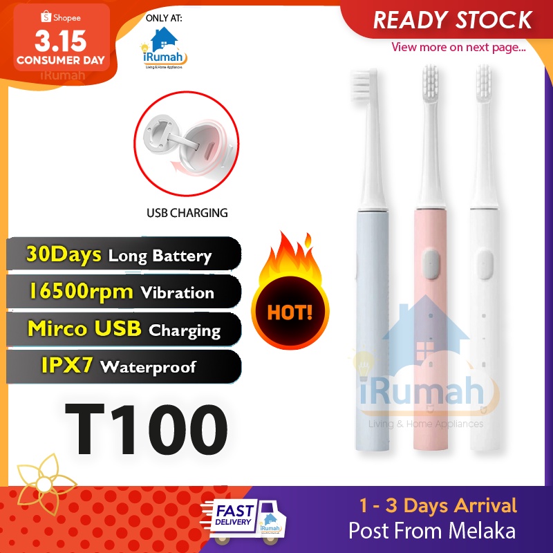 🇲🇾Xiaomi Mijia T100 Sonic Electric Toothbrush Electronic Berus Gigi ...