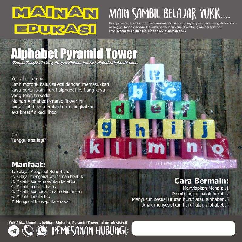 KAYU Alphabet pyramid tower tower Stacking tower alphabet Letters ...