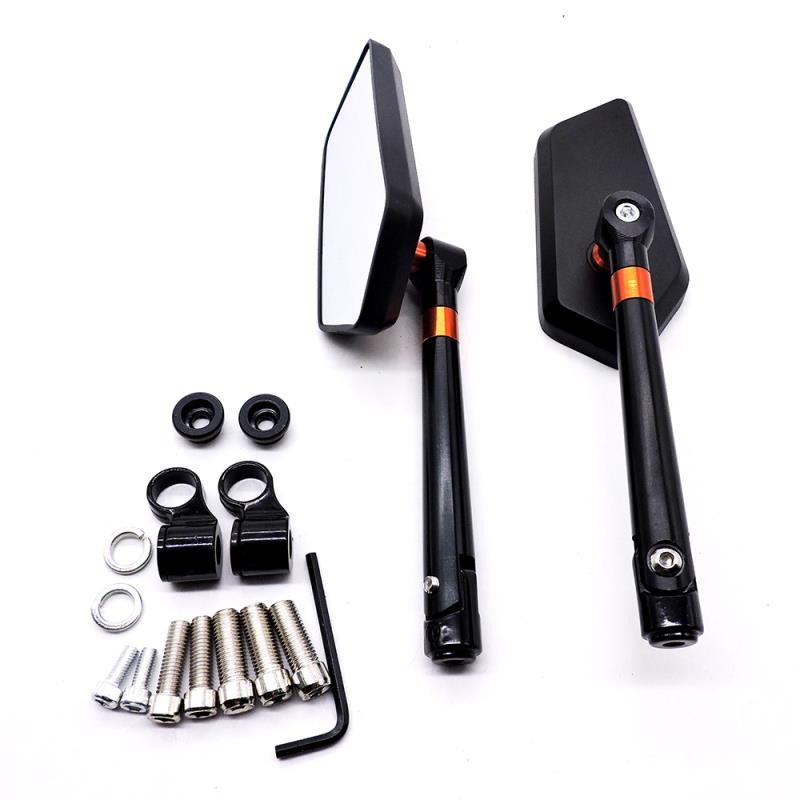 Cnc Aluminum Motorcycle Rear View Mirrors Large Glass Convex Handlebar