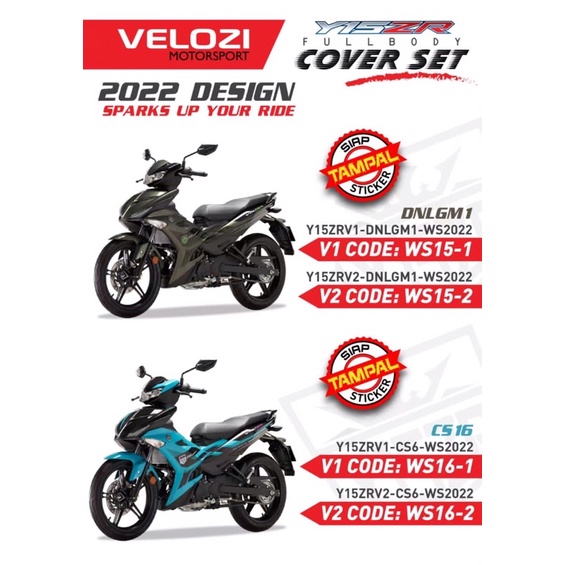VELOZI Y15ZR Y15 V2 FULL SET COVERSET DNLGM1 HIJAU LUMUT ARMY GREEN ...