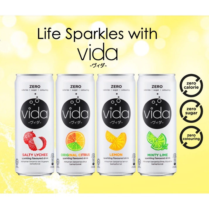 VIDA Zero Sparkling 325ml (Salty Lychee/Minty Lime/Original Citrus/Lemon) | Shopee Malaysia