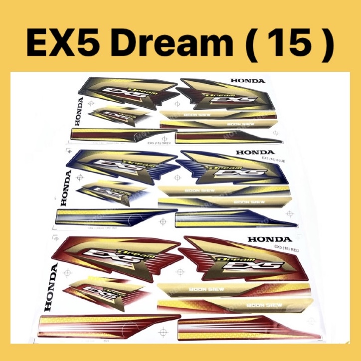 Honda EX5 Dream Sticker (15) Set BlackPurple/ Red/ Blue/ Green/ Grey ...