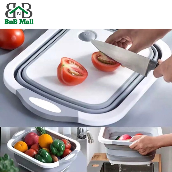 3 in 1 Multifunction Collapsible Kitchen Cutting Chopping Board Drain ...