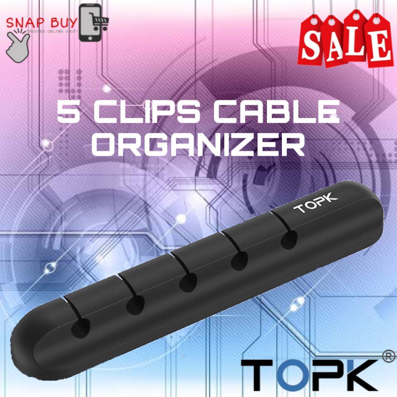 Quality Topk Cable Organizer Silicone USB Cable Winder Desktop Tidy ...