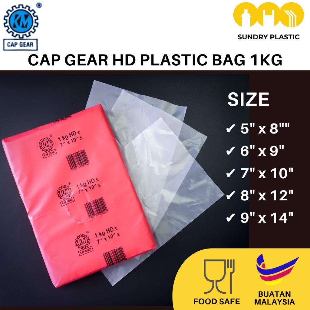 1KG HD Cap Gear Plastic Bag / HD Plastik Beg / Clear Plastic Bag / Beg ...