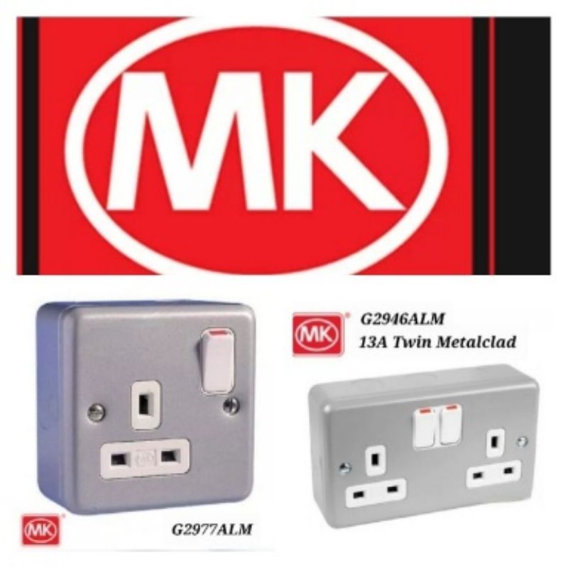 MK G2977ALM G2946ALM 13A METAL CLAD SWITCH SOCKET 1GANG 2GANG | Shopee ...