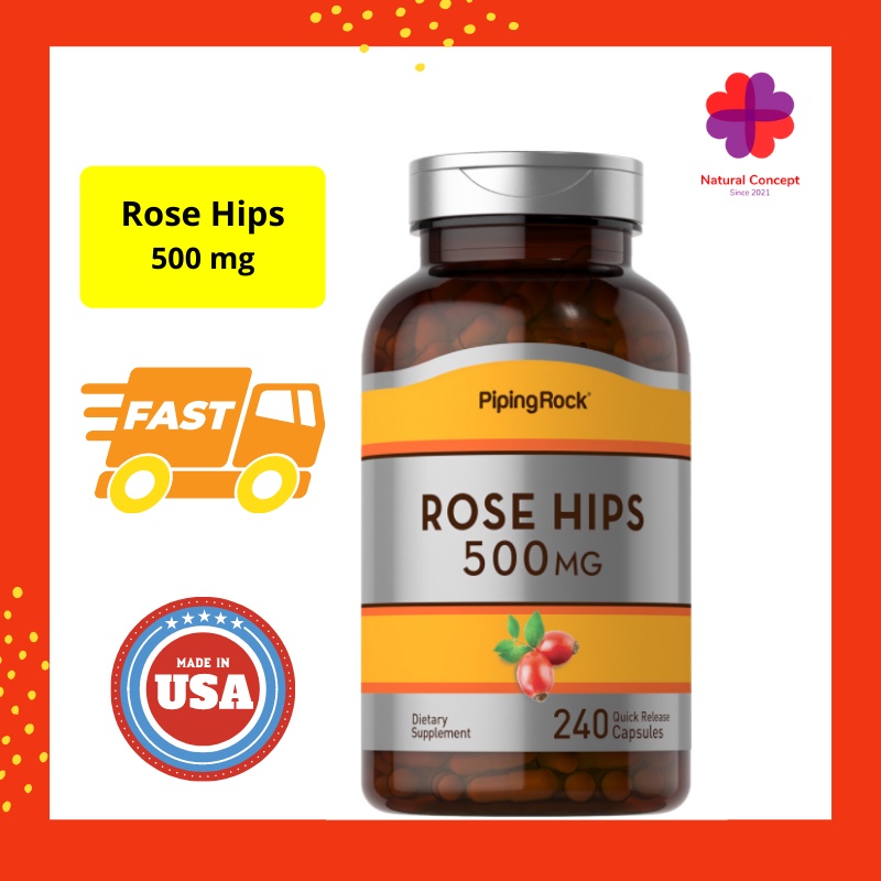 Rose Hips Supplement Rosehip Supplement 500 mg PipingRock - 240 Quick ...
